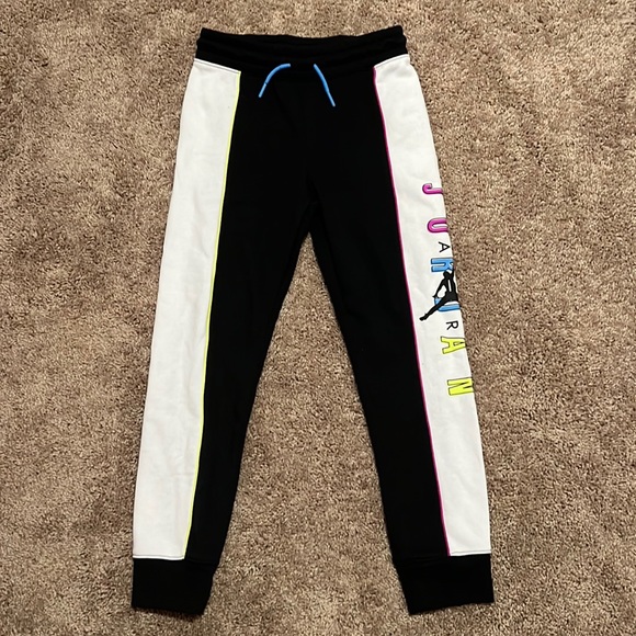 Jordan | Bottoms | Nike Jordan Girls Kids Sweat Track Pants Black White ...